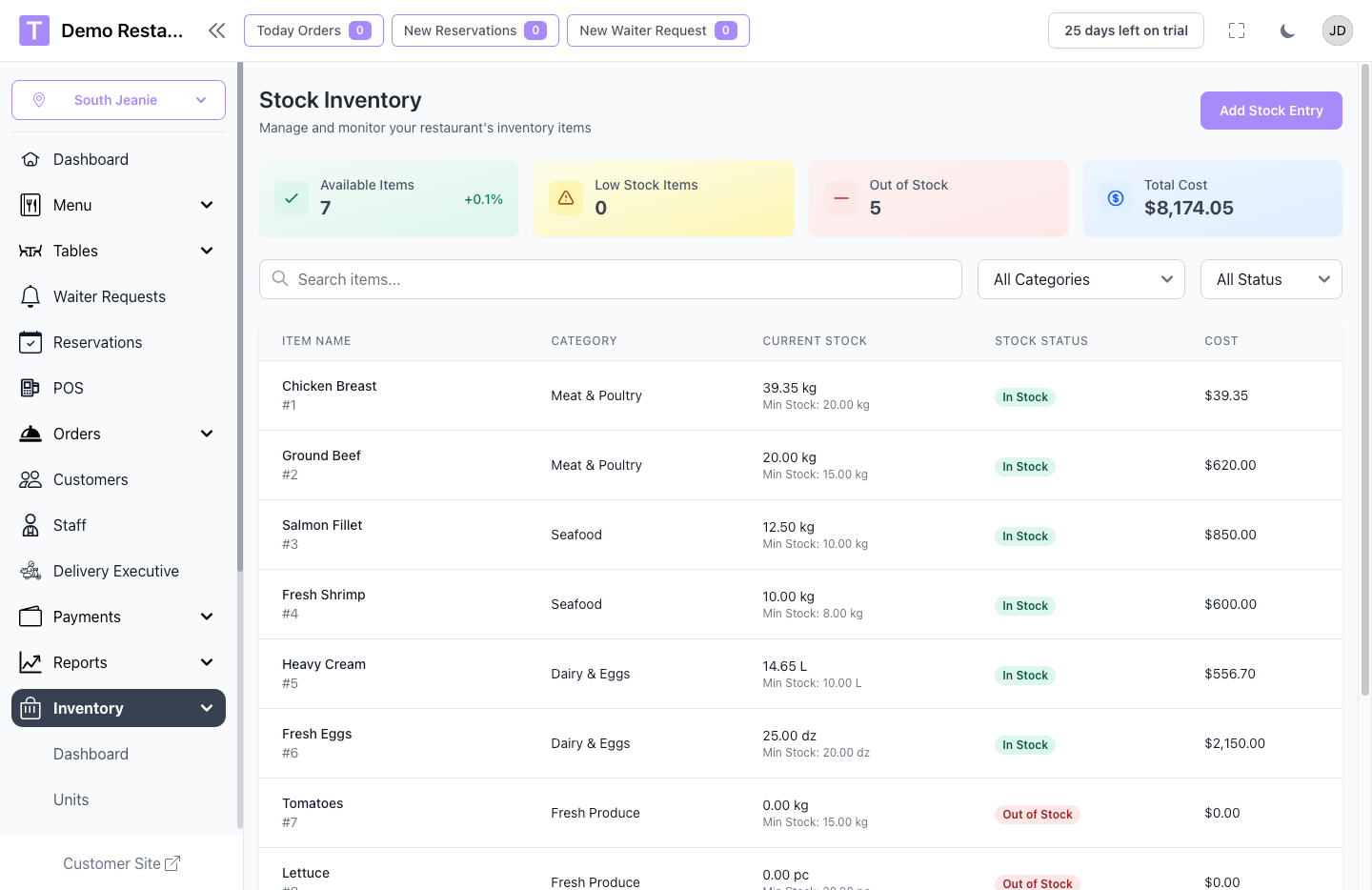 Inventory Module for Tabletrack by ajay138 | CodeCanyon